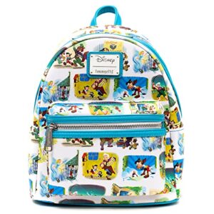 loungefly disney mini backpack, pinocchio little golden books aop