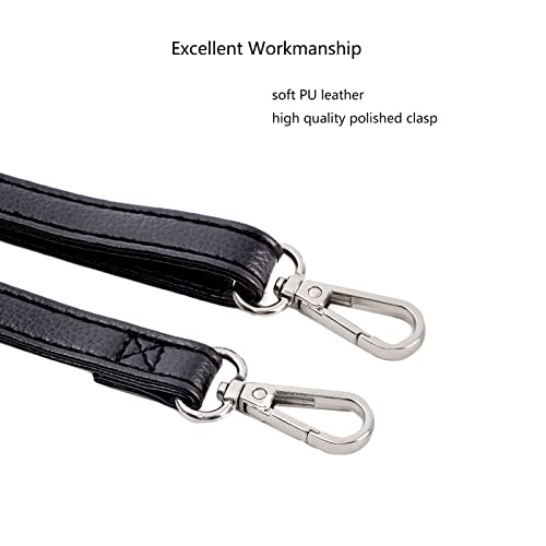 Xiazw Adjustable Soft PU Leather Shoulder Crossbody Purse Strap Bag Chain Replacement (Black - Silver)