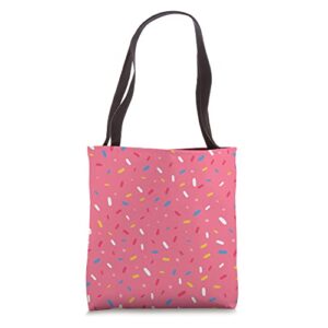 cute pink donut ice cream sprinkles tote bag