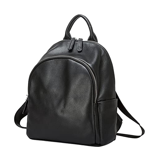 Girlfeel Genuine Leather Women's Fashion Backpack Purses Multipurpose Design Travel bagBusiness Work Bag for Men/Women-Black