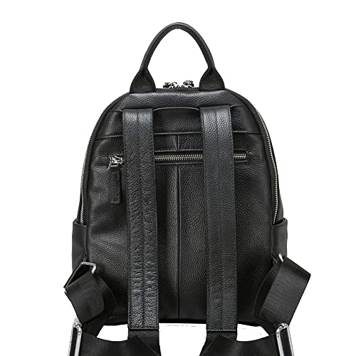 Girlfeel Genuine Leather Women's Fashion Backpack Purses Multipurpose Design Travel bagBusiness Work Bag for Men/Women-Black