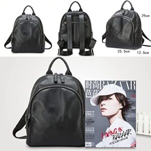 Girlfeel Genuine Leather Women's Fashion Backpack Purses Multipurpose Design Travel bagBusiness Work Bag for Men/Women-Black