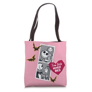 tim burton’s the nightmare before christmas jack sally heart tote bag