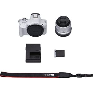 Canon EOS R50 Mirrorless Vlogging Camera (White) w/RF-S18-45mm F4.5-6.3 is STM Lens, 24.2 MP, 4K Video, Subject Detection & Tracking, Compact, Smartphone Connection, Content Creator