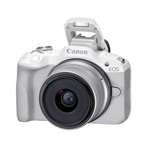 Canon EOS R50 Mirrorless Vlogging Camera (White) w/RF-S18-45mm F4.5-6.3 is STM Lens, 24.2 MP, 4K Video, Subject Detection & Tracking, Compact, Smartphone Connection, Content Creator