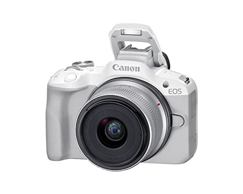 Canon EOS R50 Mirrorless Vlogging Camera (White) w/RF-S18-45mm F4.5-6.3 is STM Lens, 24.2 MP, 4K Video, Subject Detection & Tracking, Compact, Smartphone Connection, Content Creator