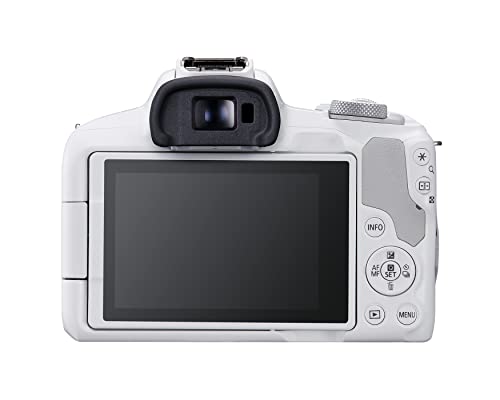 Canon EOS R50 Mirrorless Vlogging Camera (White) w/RF-S18-45mm F4.5-6.3 is STM Lens, 24.2 MP, 4K Video, Subject Detection & Tracking, Compact, Smartphone Connection, Content Creator