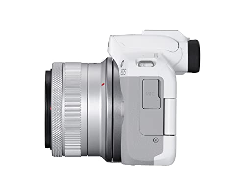 Canon EOS R50 Mirrorless Vlogging Camera (White) w/RF-S18-45mm F4.5-6.3 is STM Lens, 24.2 MP, 4K Video, Subject Detection & Tracking, Compact, Smartphone Connection, Content Creator