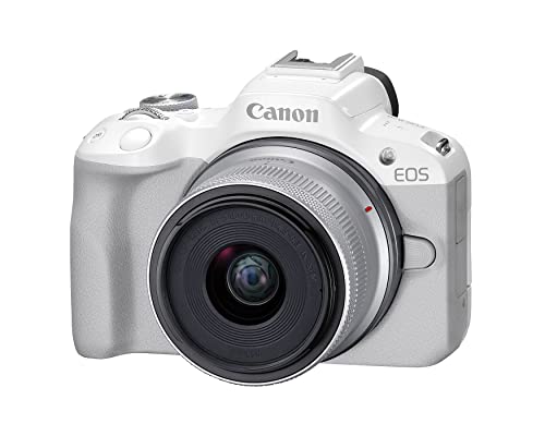 Canon EOS R50 Mirrorless Vlogging Camera (White) w/RF-S18-45mm F4.5-6.3 is STM Lens, 24.2 MP, 4K Video, Subject Detection & Tracking, Compact, Smartphone Connection, Content Creator