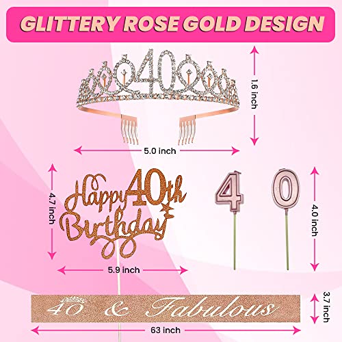 60th Birthday Decorations Women – 60th Birthday Gifts for Women – Rose Gold Happy Birthday Decorations for Girls – Includes Birthday Crown, Birthday Sash, Cake Topper – Beautiful Elegant Design (60th)