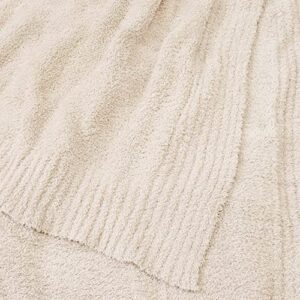 PAVILIA Plush Throw Blanket, Fluffy Textured Fleece Throw, Super Soft Cozy Microfiber Blanket for Sofa Couch Bed (Cream Beige, 60x80 inches)