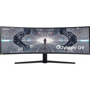 samsung 49” odyssey g9 gaming monitor, 1000r curved screen, qled, dual qhd display, 240hz, nvidia g-sync and freesync premium pro, lc49g95tssnxza, black