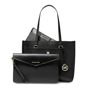 Michael Kors Maisie Large Pebbled Leather 3-in-1 Tote Bag Black MK Signature