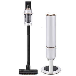 samsung bespoke jet cordless stick vacuum cleaner w/ all in one clean station, powerful floor cleaning for carpet, hardwood, tile, lightweight, 5-layer filter, vs20a95923w/aa, misty white