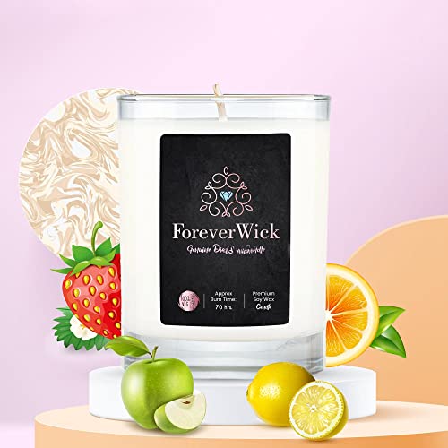 ForeverWick Surprise Candle with Diamond Inside | Foreverwick Candles | Fruit Scented Soy Candles Gifts for Women Aromatherapy Candle Wax | All-Natural Organic Soy Candle 14oz | 70h