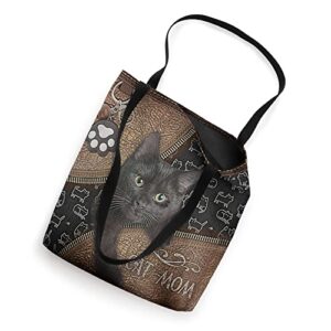 Black Cat Kitten Zipper-Leather-Cat Mom Tote Bag