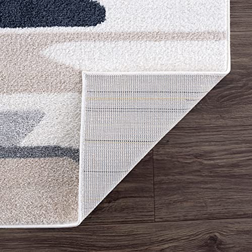 Abani Rugs Cream and Gray 6 ft. x 9 ft. Contemporary Neutral Paint line Area Rug. Superior Turkish Stain Resistant Area Rug