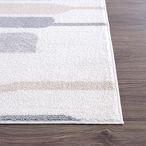 Abani Rugs Cream and Gray 6 ft. x 9 ft. Contemporary Neutral Paint line Area Rug. Superior Turkish Stain Resistant Area Rug