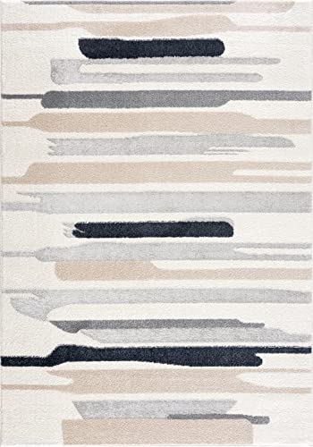 Abani Rugs Cream and Gray 6 ft. x 9 ft. Contemporary Neutral Paint line Area Rug. Superior Turkish Stain Resistant Area Rug