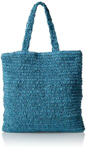 the drop women’s ealga flat handle straw tote, blue sapphire, one size