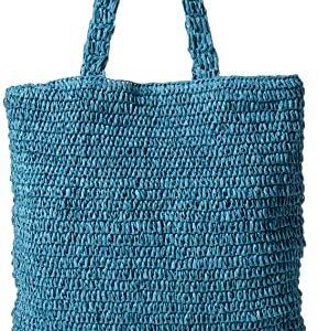 The Drop Women's Ealga Flat Handle Straw Tote, Blue Sapphire, One Size