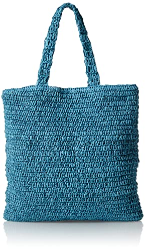 The Drop Women's Ealga Flat Handle Straw Tote, Blue Sapphire, One Size