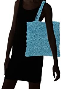 The Drop Women's Ealga Flat Handle Straw Tote, Blue Sapphire, One Size