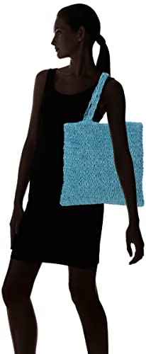 The Drop Women's Ealga Flat Handle Straw Tote, Blue Sapphire, One Size