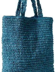 The Drop Women's Ealga Flat Handle Straw Tote, Blue Sapphire, One Size