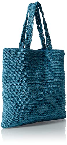 The Drop Women's Ealga Flat Handle Straw Tote, Blue Sapphire, One Size