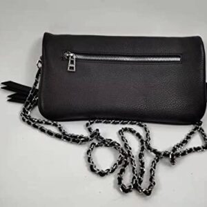 Meboer Women's Casual Leather Chain Crossbody Shoulder Bag Party Clutch Bag, Black