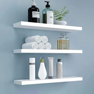 bhfow white floating shelves for wall,invisible wall mounted shelf set of 3,white shelves for bathroom,bedroom,living room and kitchen decoration storage and display.