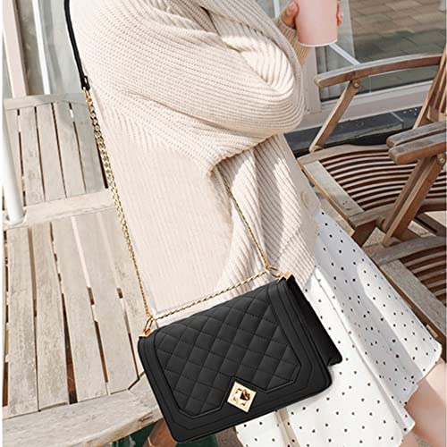 HINFKA Women'S Small Crossbody Bag Pu Leather Shoulder Bag Small Handbag Clutch Bag Fashion Versatile Evening Bag (Black)