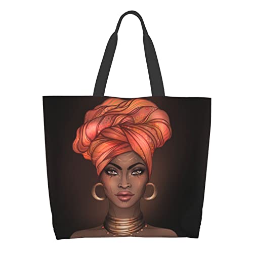 Gbuzozie Woman Shoulder Tote Bag African American Black Woman Girl Large Capacity Roomy Shopping Canvas Polyester Cross-Body Purse Ladies Fashion Top Handle Satchel 21.6 * 7.5 * 15.7 Inches