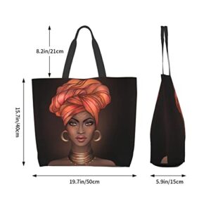 Gbuzozie Woman Shoulder Tote Bag African American Black Woman Girl Large Capacity Roomy Shopping Canvas Polyester Cross-Body Purse Ladies Fashion Top Handle Satchel 21.6 * 7.5 * 15.7 Inches