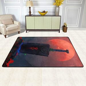 fuboter anime berserk area rug 3d printed carpet non-slip door mat durable soft flannel rugs for bedroom living room dinning bathroom 36 inch x24 inch white