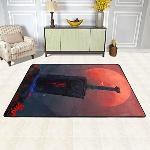 Fuboter Anime Berserk Area Rug 3D Printed Carpet Non-Slip Door Mat Durable Soft Flannel Rugs for Bedroom Living Room Dinning Bathroom 36 inch x24 inch White