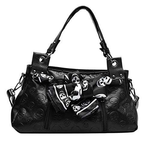 Skull Tote Purse Handbag Shoulder Bag Crossbody Hobos (Black 1)