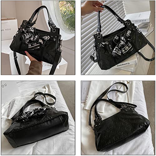 Skull Tote Purse Handbag Shoulder Bag Crossbody Hobos (Black 1)