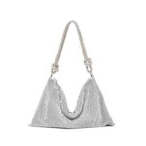 women’s rhinestones purses silver evening bag crystal clutch wedding party sparkly hobo bags for women (silver)