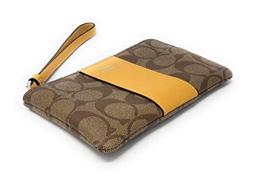 Coach Women's Corner Zip Wristlet In Signature Canvas (Khaki - Honeycomb)