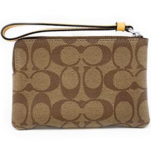 Coach Women's Corner Zip Wristlet In Signature Canvas (Khaki - Honeycomb)