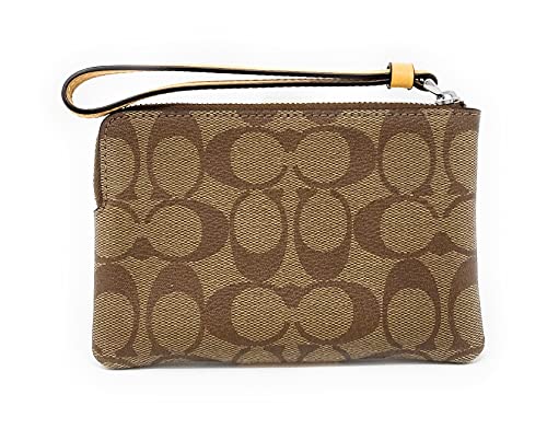 Coach Women's Corner Zip Wristlet In Signature Canvas (Khaki - Honeycomb)