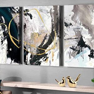 GIFTTWART Wall Art Bedroom Black and White Canvas Artwork for Walls Modern Abstract Graffiti Gold Wall Decor Home Decorations for Living Room Dining Room Office 36x16in