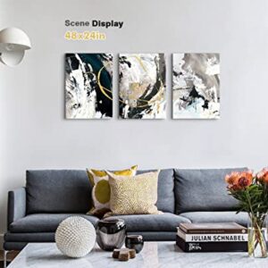 GIFTTWART Wall Art Bedroom Black and White Canvas Artwork for Walls Modern Abstract Graffiti Gold Wall Decor Home Decorations for Living Room Dining Room Office 36x16in