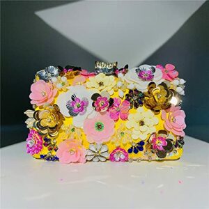 JIAJIA 3866 Women's Purses Handbags Envelope Clutch Bags Rhinestone 3D Sequins Wedding Evening Bag,Yellow