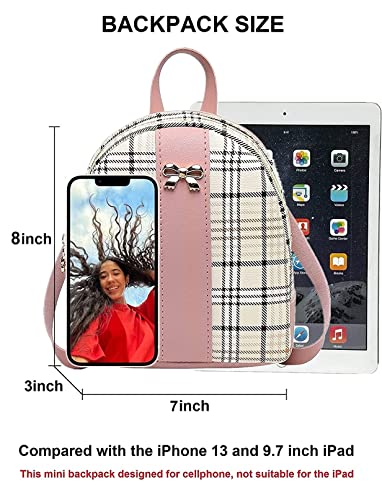 Girls Cute Backpack Mini Bag Gift for Teen Year Old Cell Phone Purse Small Zipper Satchel Women Bowknot Bags (Pink2)