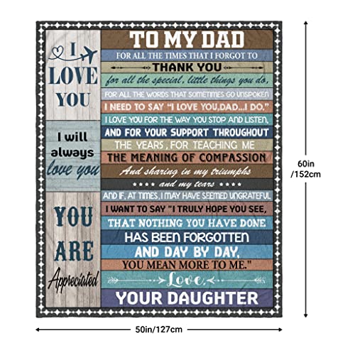 Fathers Day Dad Gifts from Daughter 60"x50" - Gifts for Dad from Daughter - Dad Birthday Gift - New Dad Gifts for Men - Best Dad Ever Gifts Blanket