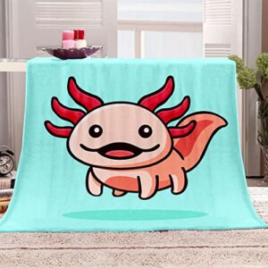 cartoon axolotl throw blanket,flannel super soft extra warmest bed blankets, lightweight sofa blanket,cute animals fish,40″x50″