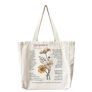 canvas tote bag aesthetic,cute tote bags with metal zipper big canvas tote bags for women girl shopping school library